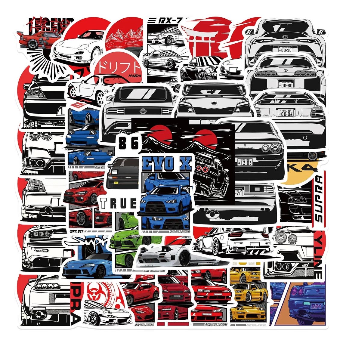 50 Pieces Small Car Sticker, JDM Car, Laptop Sticker, Vinyl Sticker. - Etsy