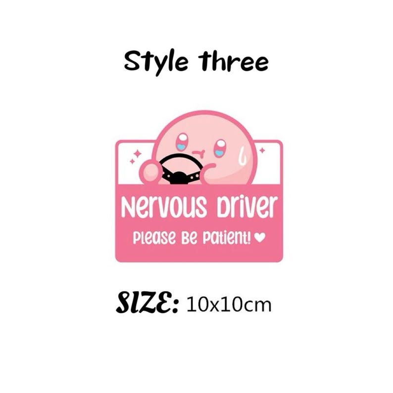 New Drive Sticker, Nervous Driver Sticker, Anime Decal, Cute Window ...