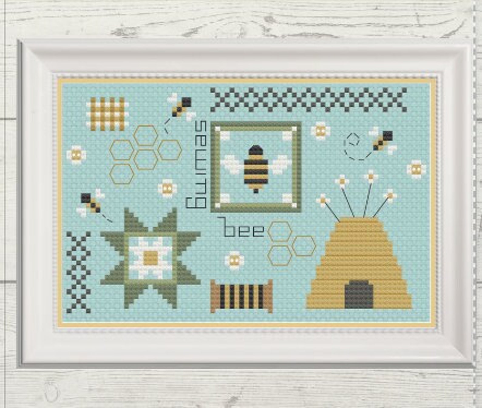 Pattern-sewing Bee-cross Stitch Pattern-bee, Fabric, Hive, Flower ...