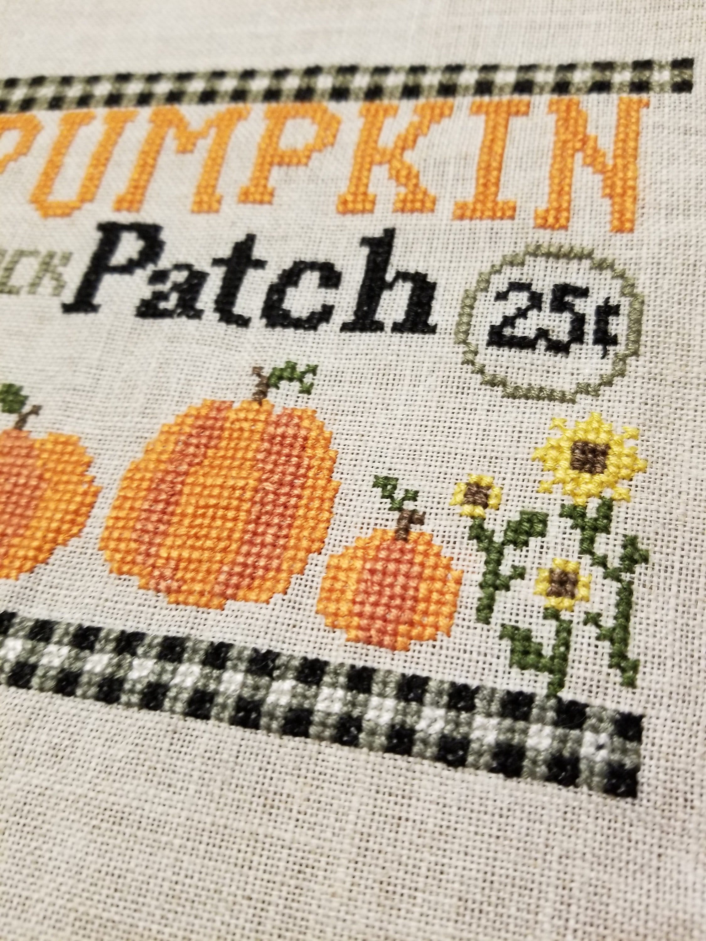 Autumn DMC Plaid Fall Sign PATTERN-Miniature Pumpkins-Cross Stitch ...
