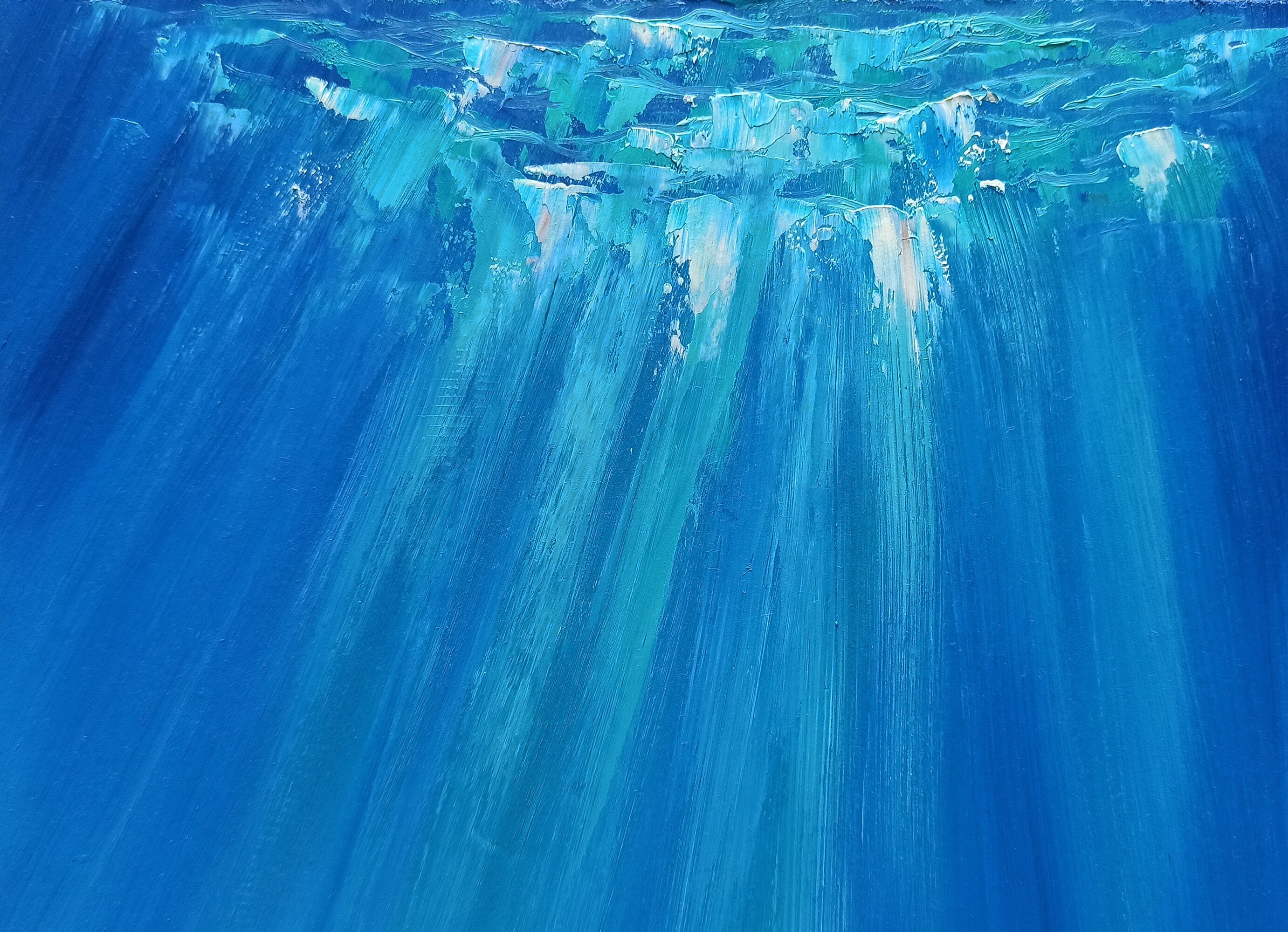 Underwater Painting Seascape Oil Painting Original Art 10 by 8 | Etsy