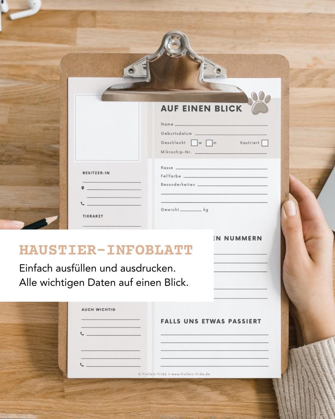 Printable & Editable Pet Info Sheet, Digital Emergency Record for Pet ...