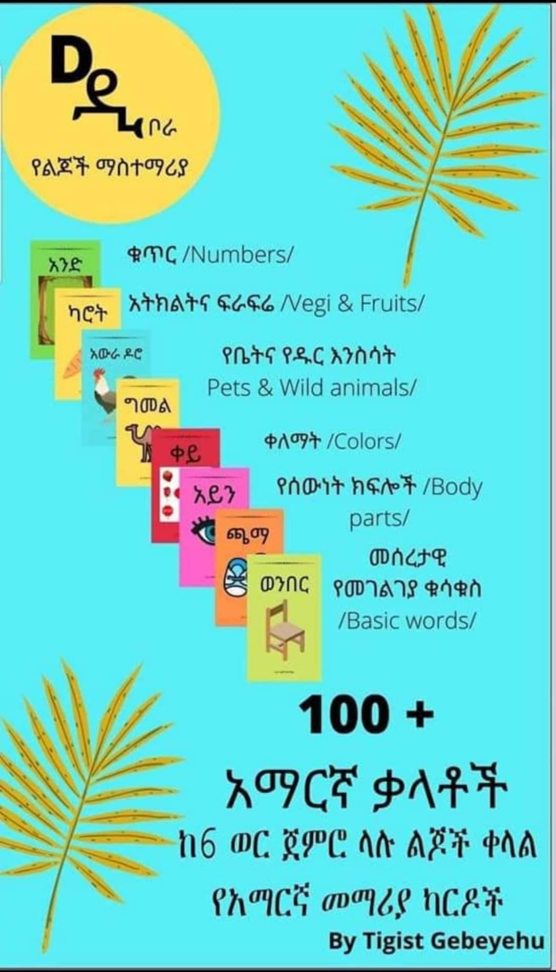Colorful Amharic Flashcards, Language Learning for Kids - Etsy
