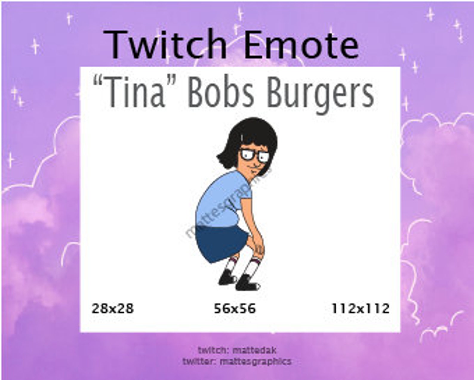 Twitch Emote tina Bobs Burgers - Etsy