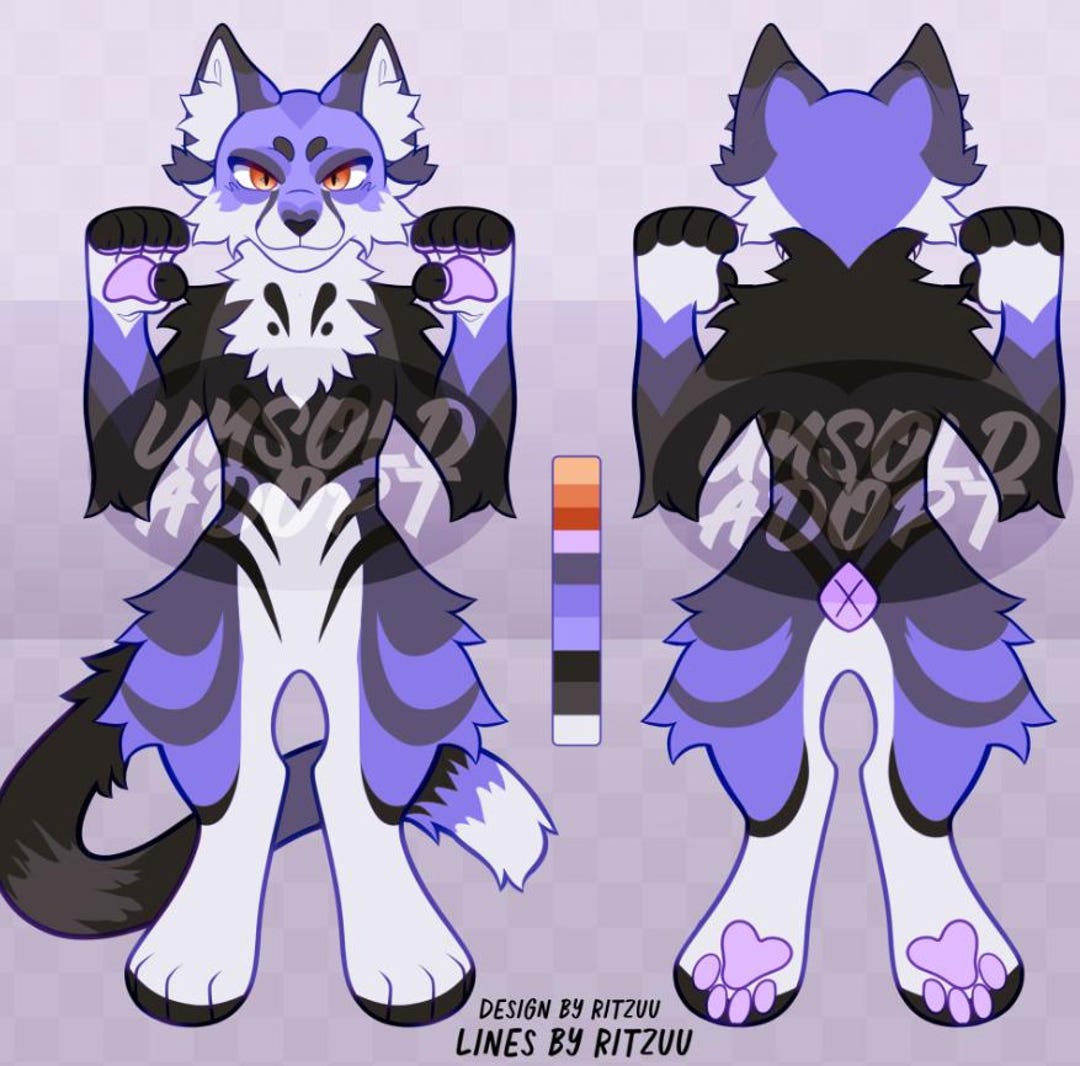 Purple Anthro Cat Adopt! / Furry/fursona Adoptable - Etsy