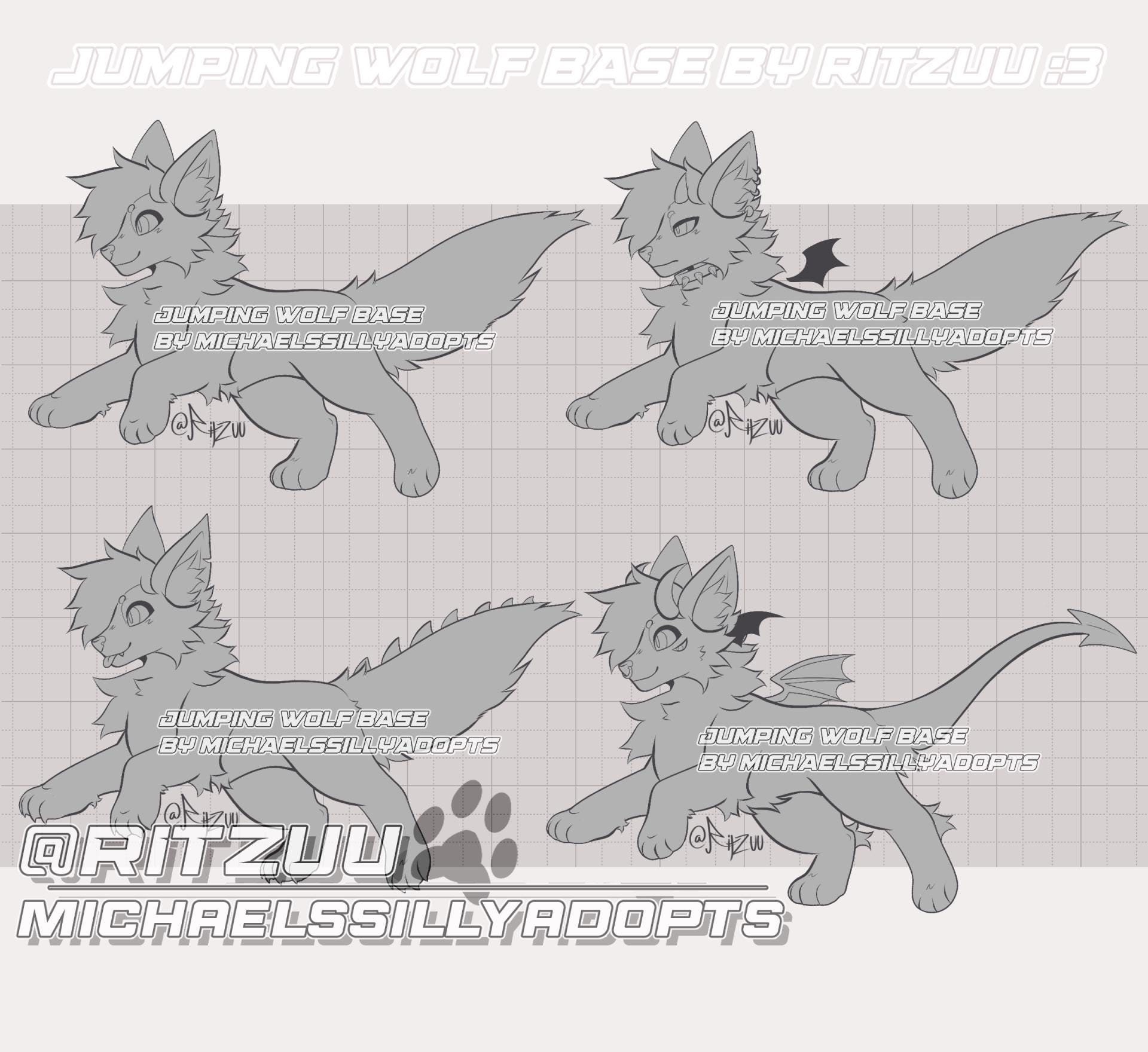 Chibi Jumping Wolves / P2U Furry/fursona Base - Etsy