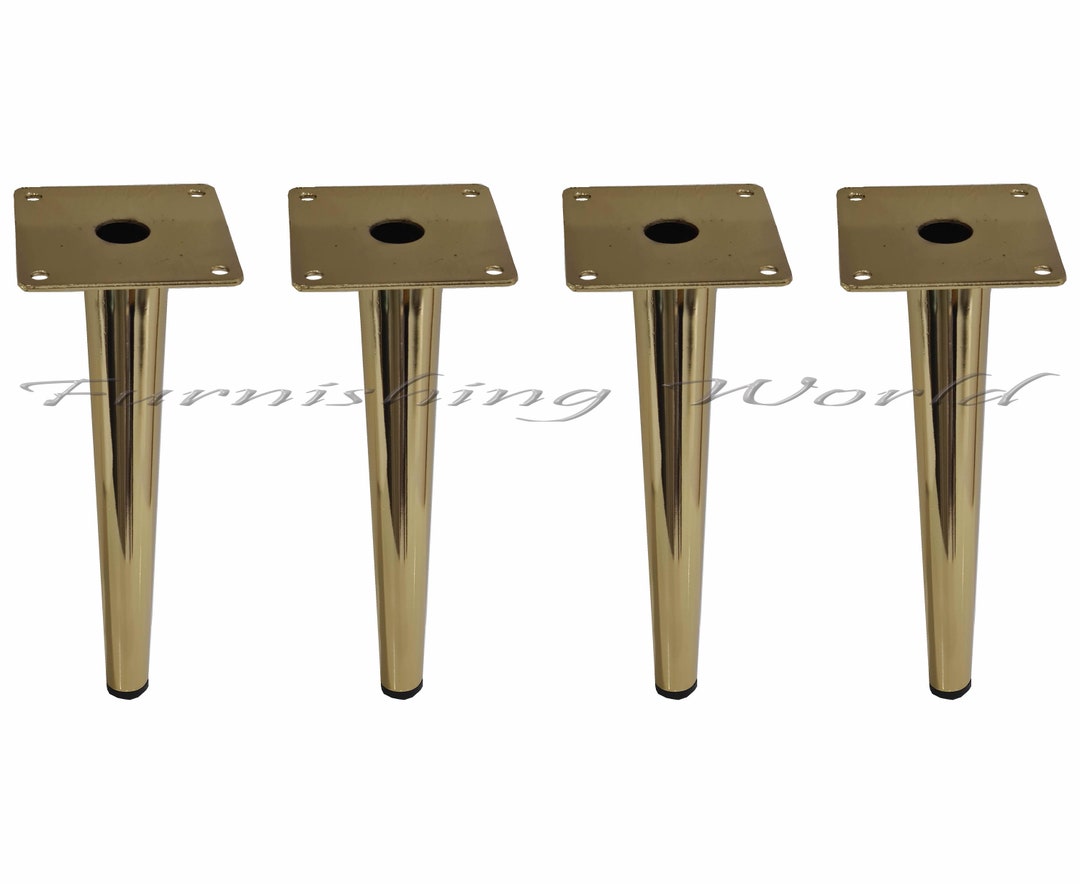4 X Golden Metal Legs / Feet 8 Inch High for FURNITURE Sofas ...