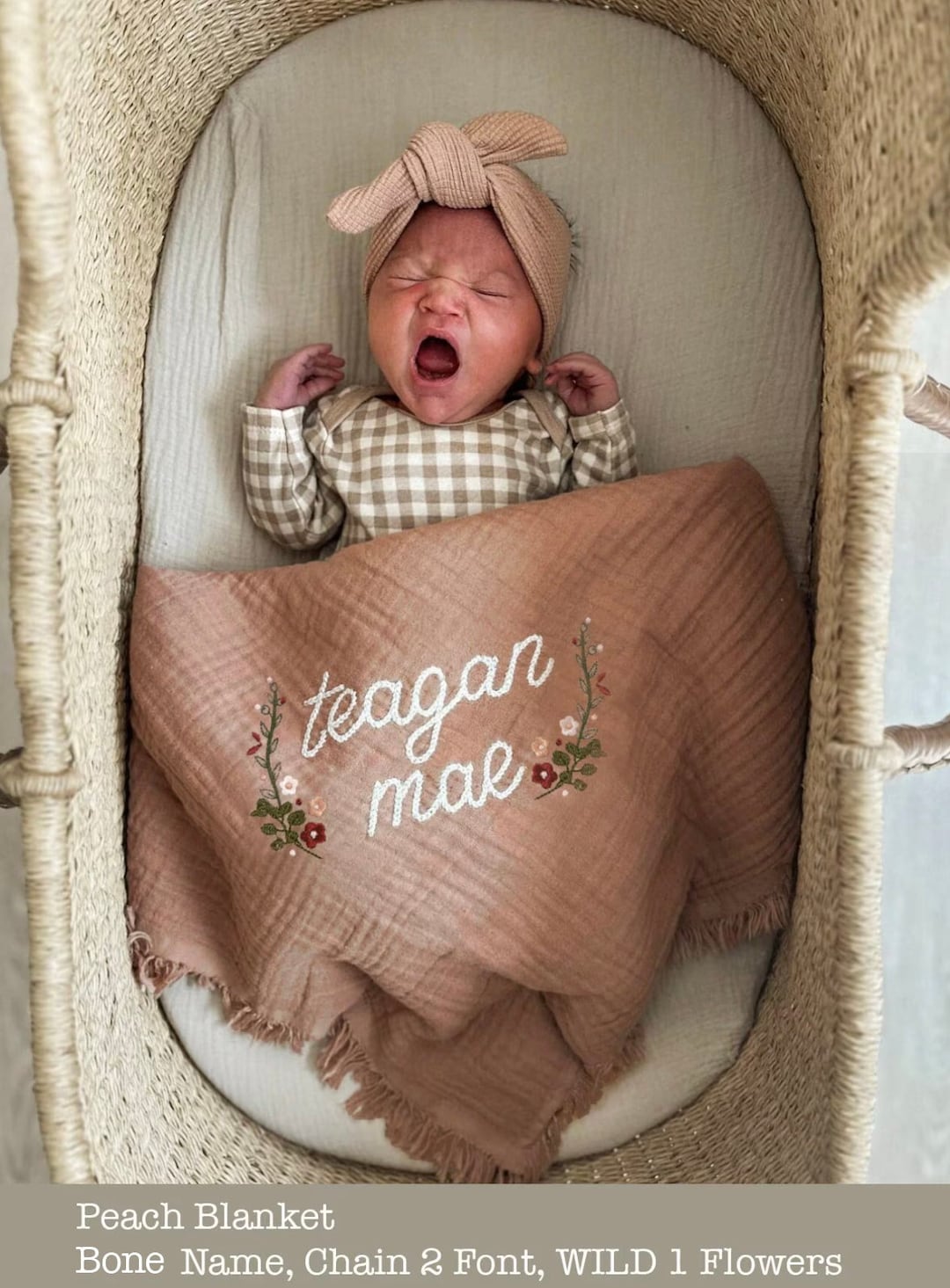 Personalized Embroidered Baby Receiving Blanket, Baby Blanket With Name ...