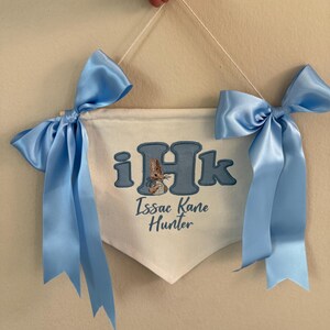Personalized Baby Name Banner – Welcome Sign With Bows, Hospital Door ...