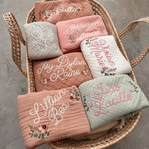 Personalized Embroidered Baby Receiving Blanket, Baby Blanket With Name ...