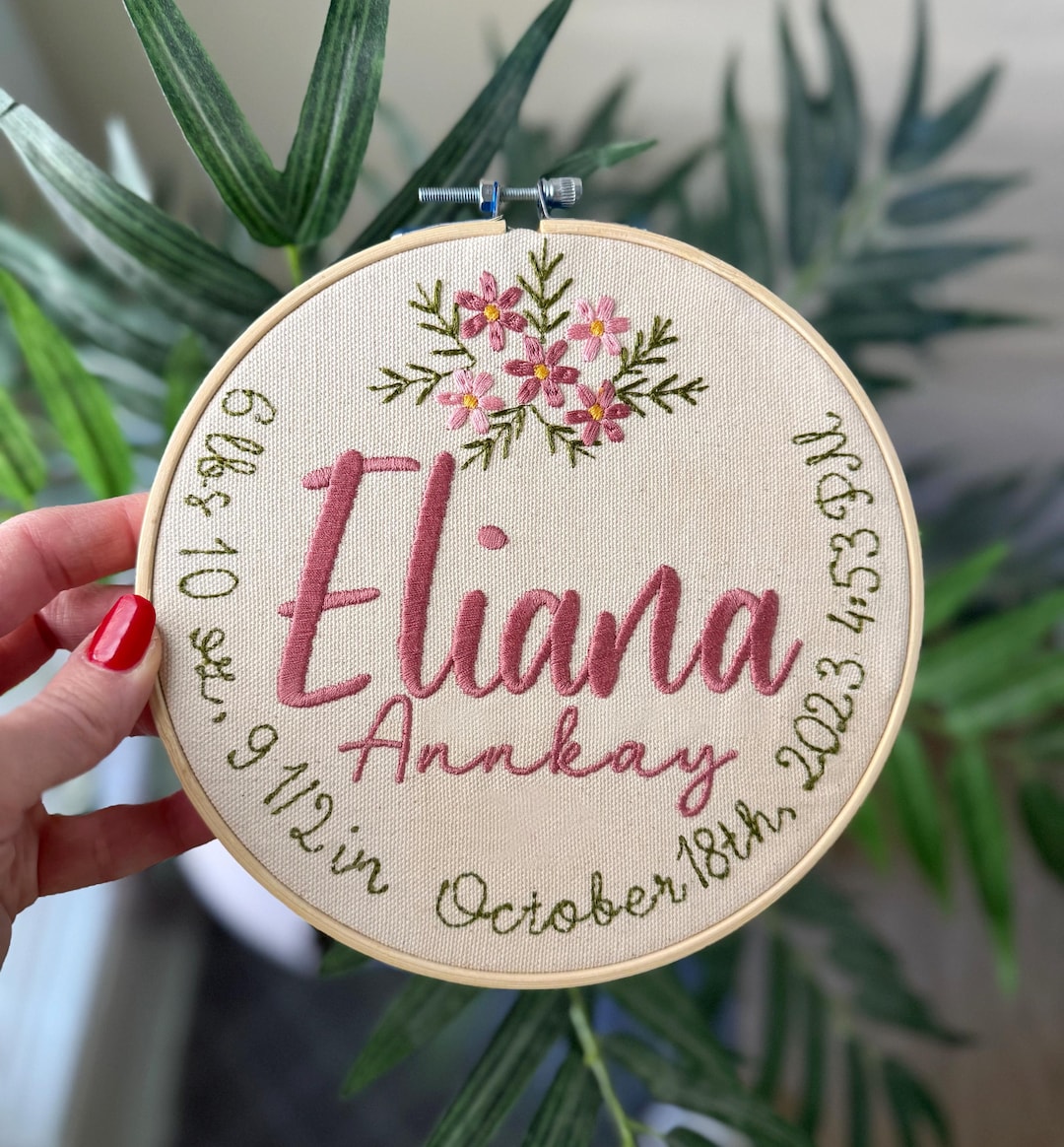 Personalized Baby Stat Sign , Embroidery Hoop, Baby Name Announcement ...