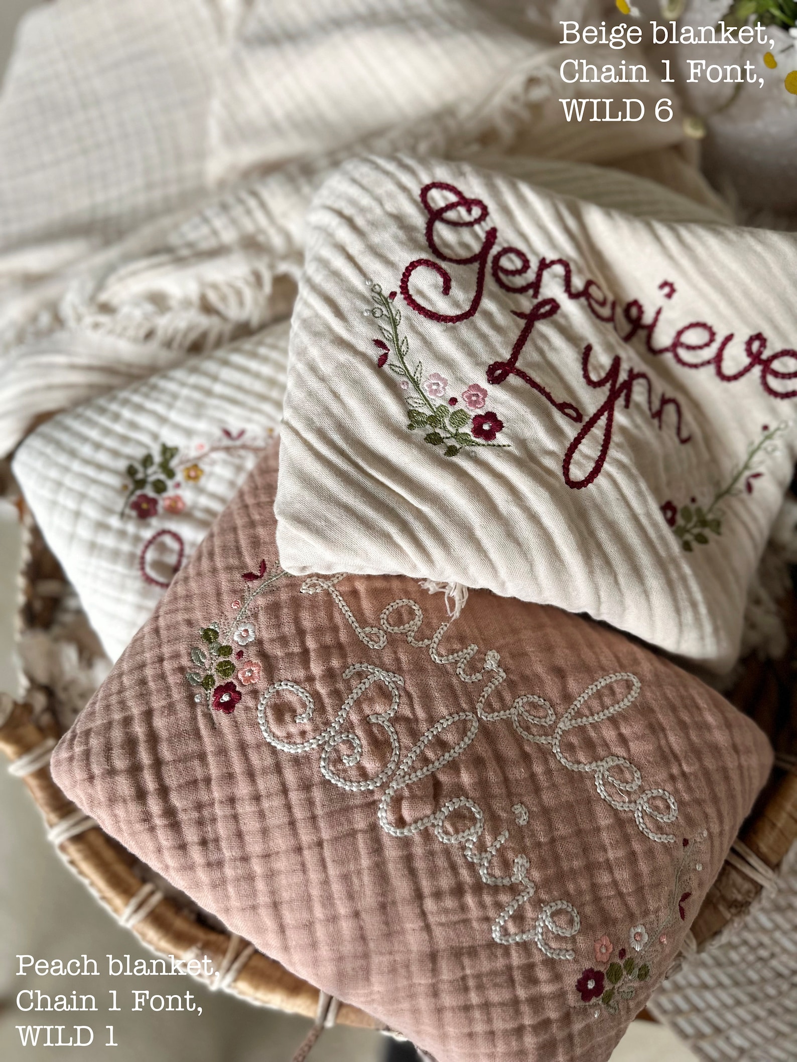 Personalized Embroidered Baby Receiving Blanket, Baby Blanket With Name ...