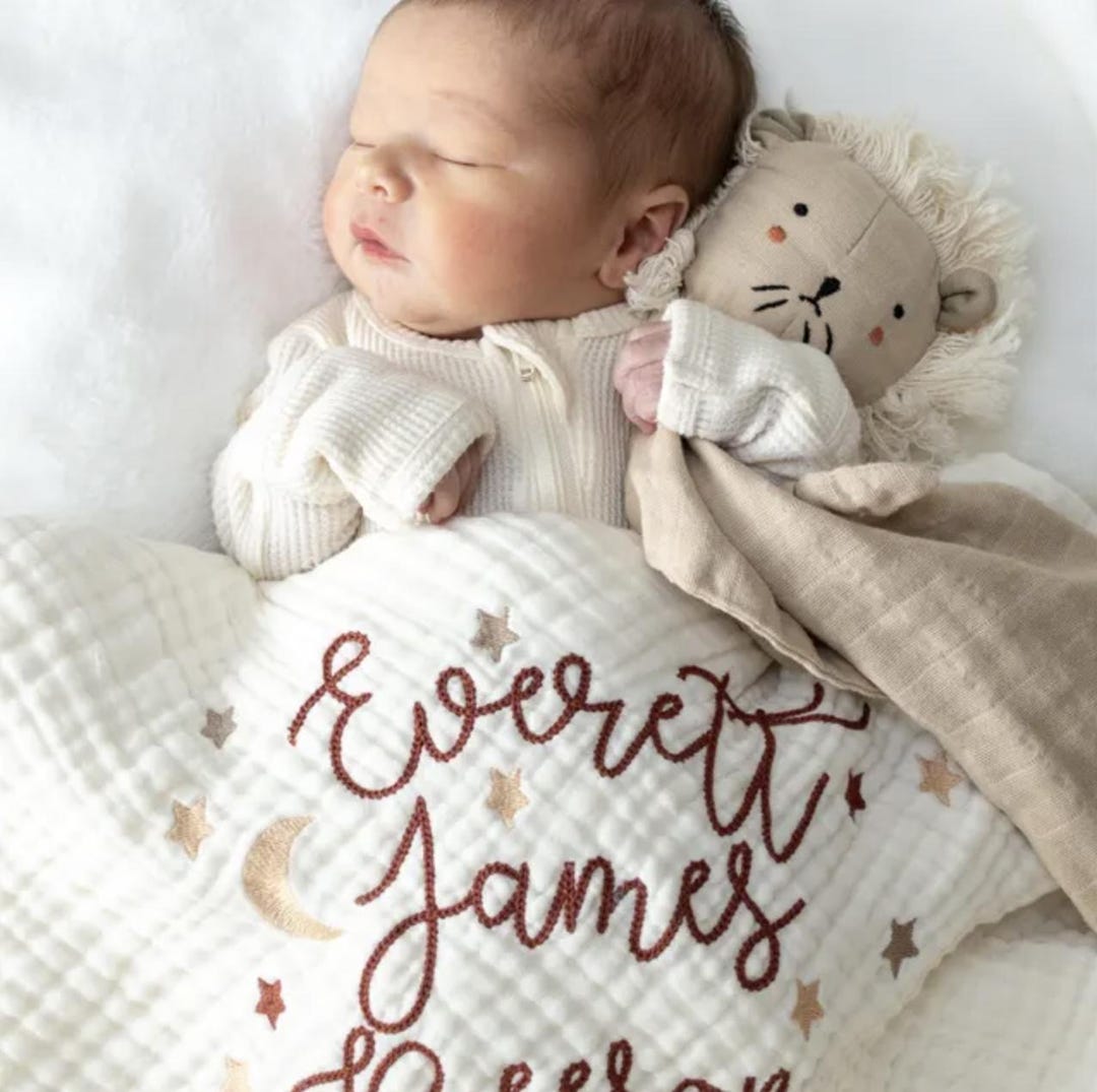 Personalized Embroidered Baby Boy Receiving Blanket, Baby Blanket With ...