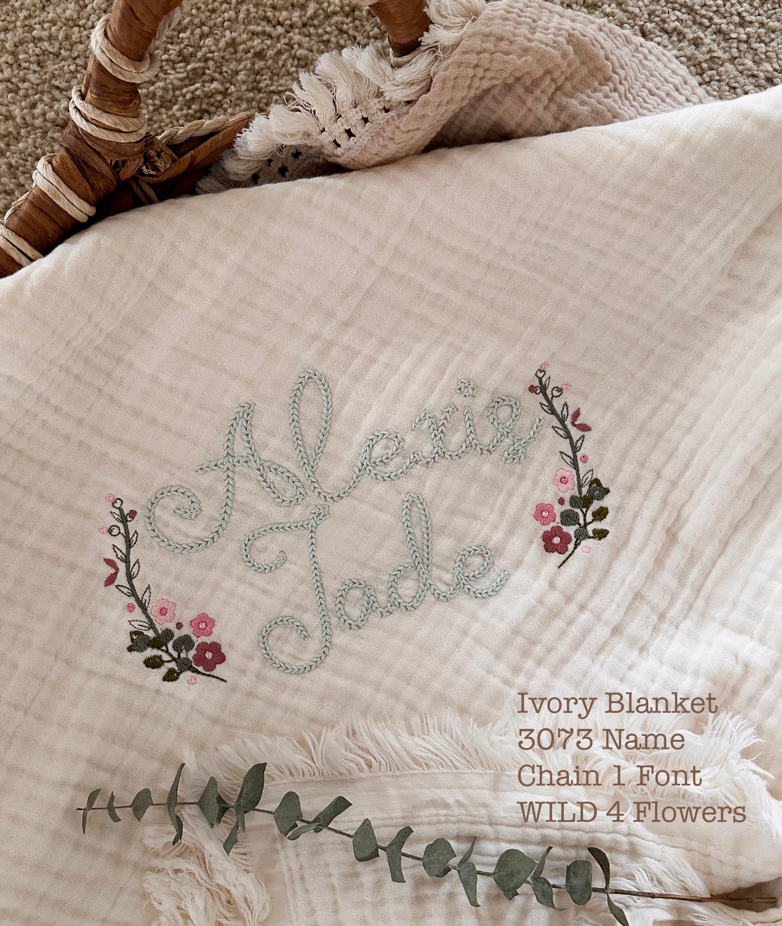 Personalized Embroidered Baby Receiving Blanket, Baby Blanket With Name ...