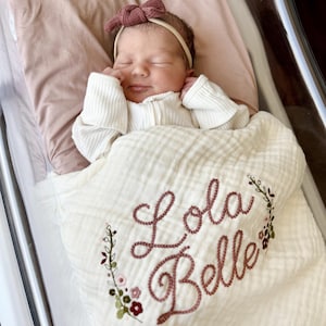 Personalized Embroidered Baby Receiving Blanket, Baby Blanket With Name ...