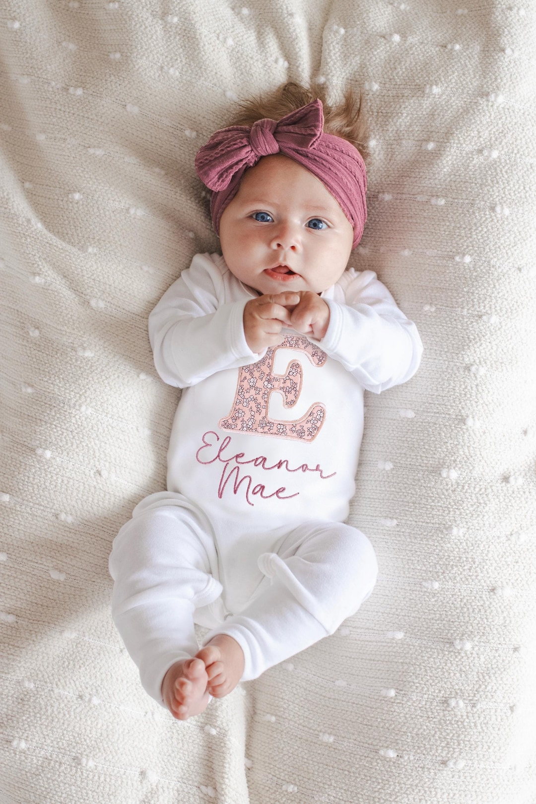 Personalized Baby Romper and Bow Set, Custom Baby Girl Coming Home ...