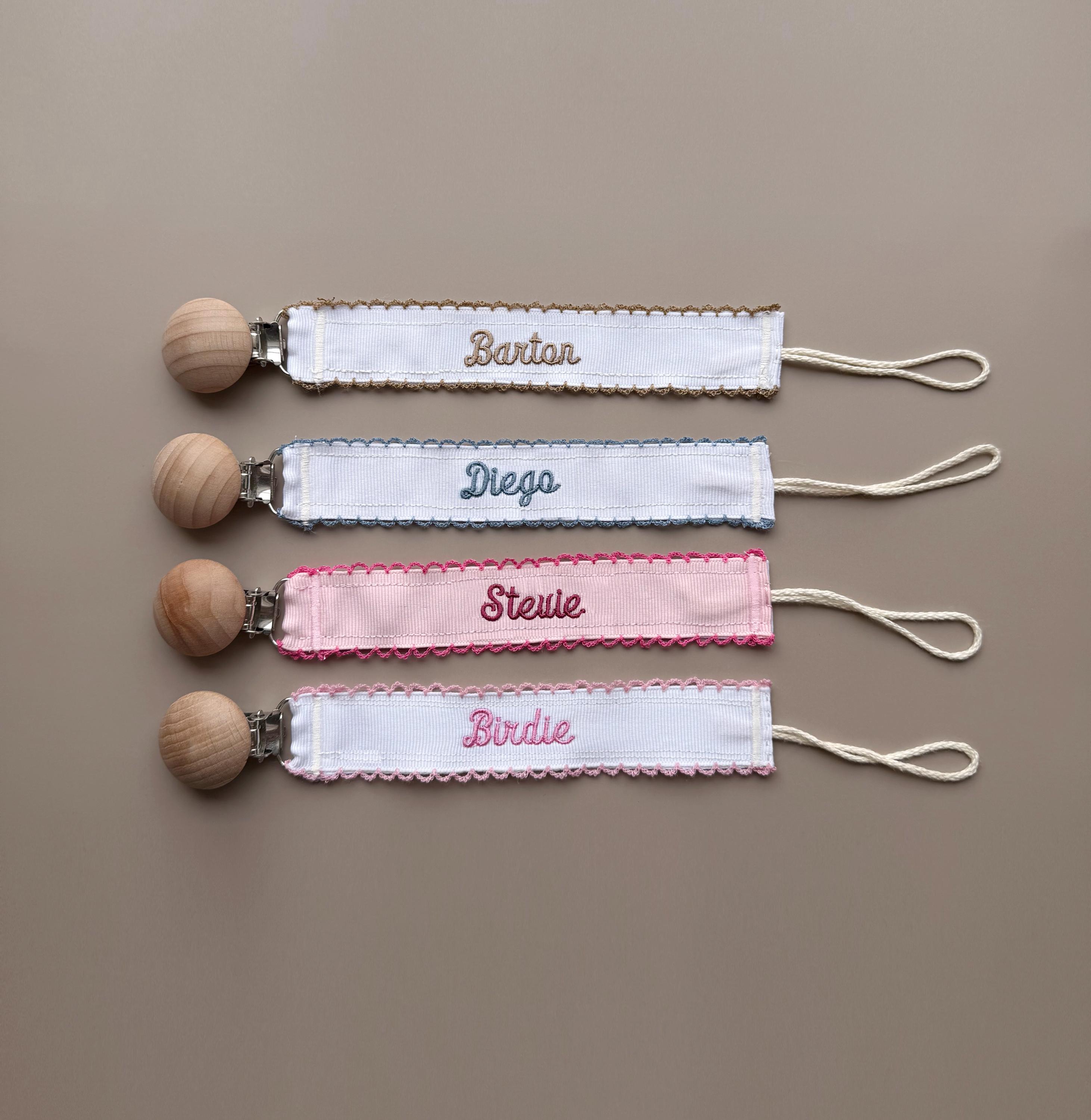 Personalized Pacifier Clip Holder / Embroidered Name / Custom Boho ...