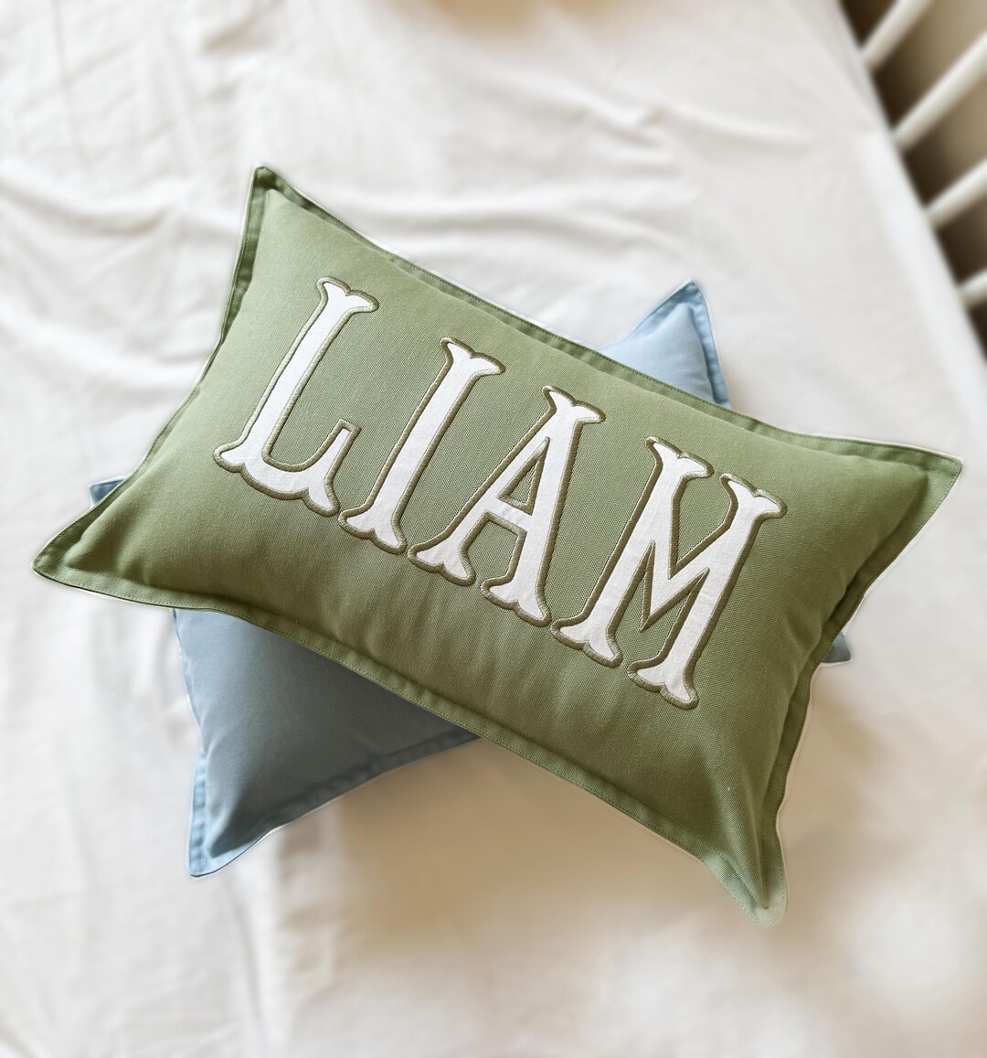 12x20 in Personalized Applique Name and Monogram Pillow Cover - Etsy