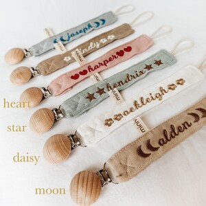 Personalized Pacifier Clip Holder / Embroidered Name / Custom Boho ...