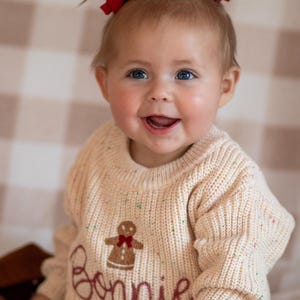 Personalized Baby Christmas Sweater Romper: Embroidered Gingerbread ...
