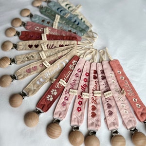 Personalized Pacifier Clip Holder / Embroidered Name / Custom Boho ...