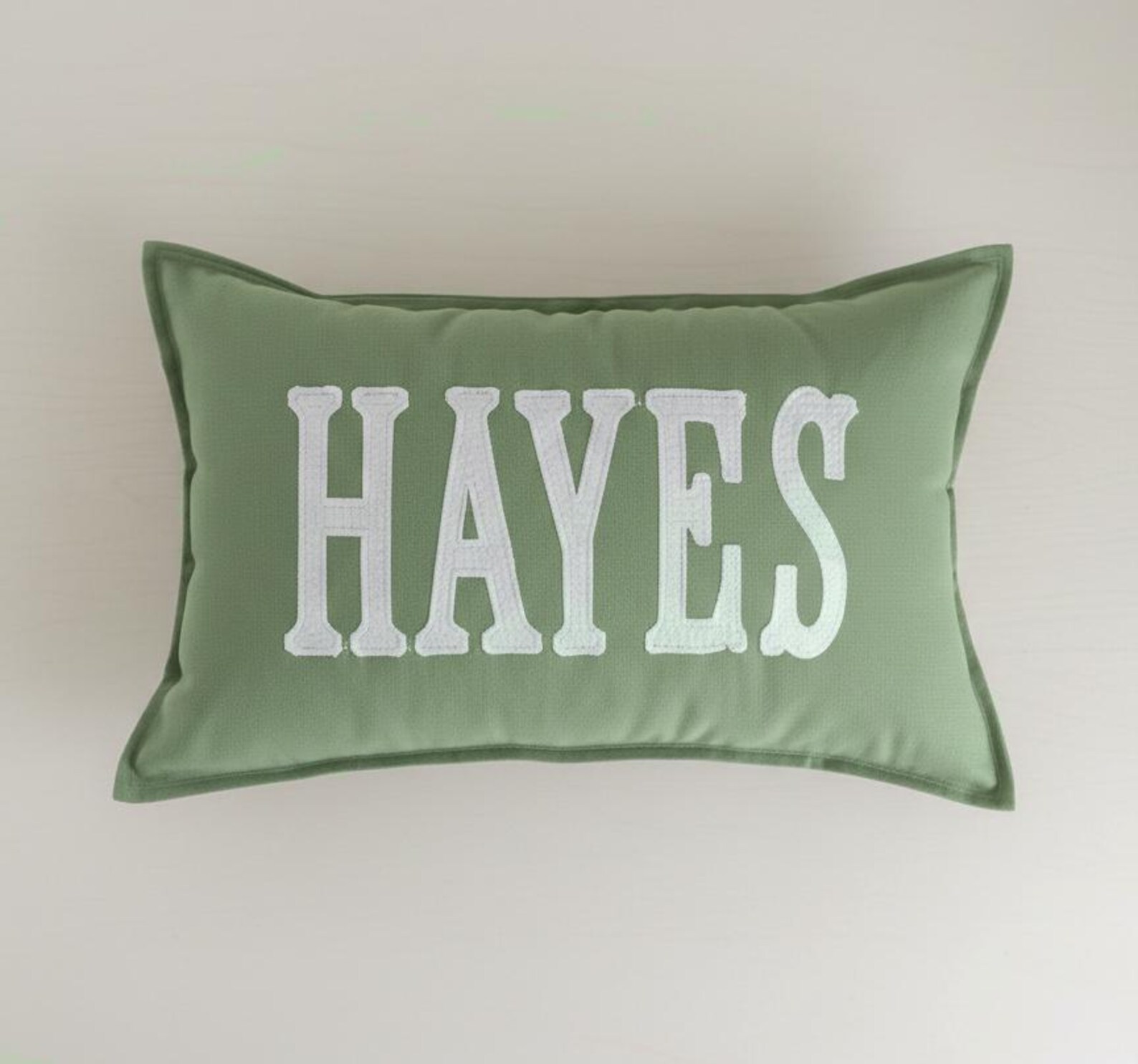 12x20 in Personalized Applique Name and Monogram Pillow Cover, Sage ...