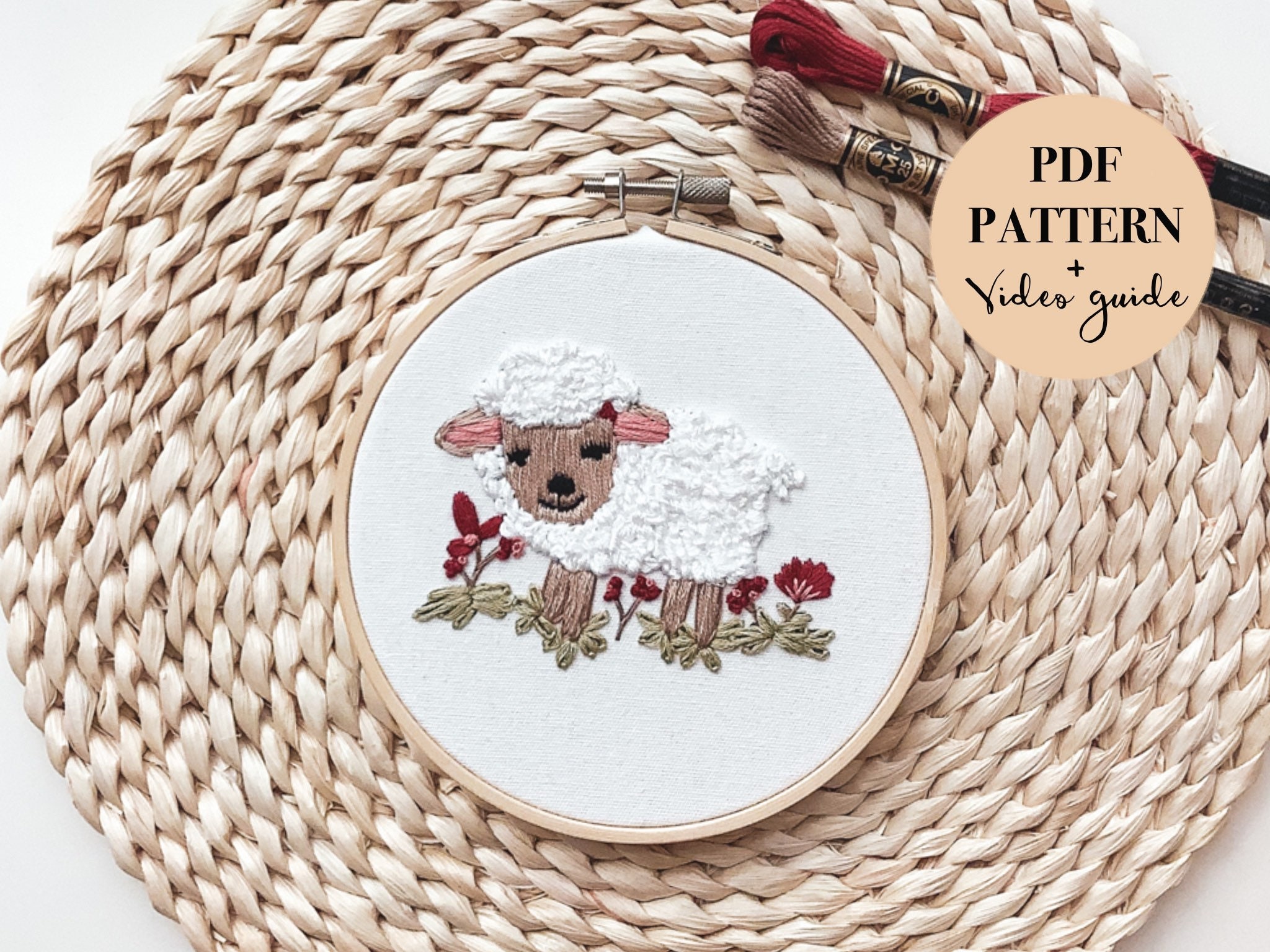 Sheep PDF Pattern Video Guide Embroidery Pattern Suzy the Sheep Animal ...
