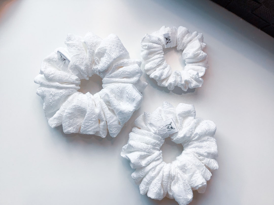 Embroidered Cotton Scrunchies L Pretty Scrunchies L Spring and Summer ...