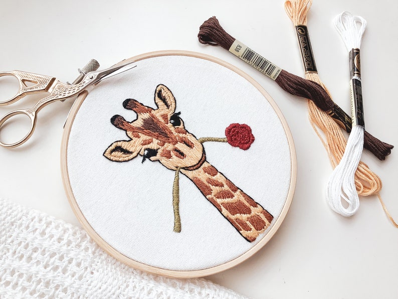 Giraffe Embroidery Pattern PDF Video Guide Digital - Etsy