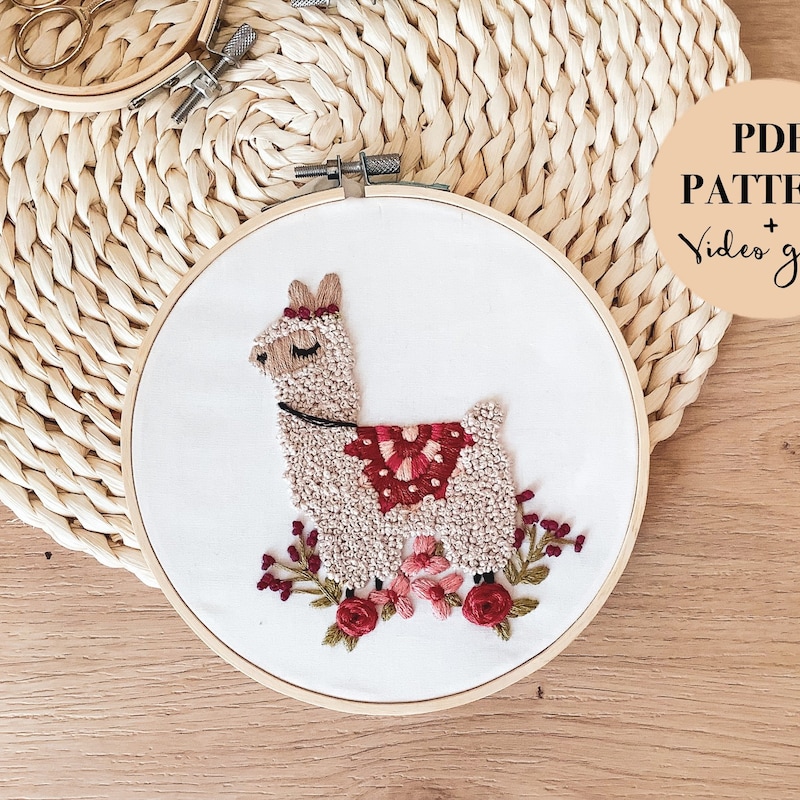 Llama Embroidery Design - Etsy