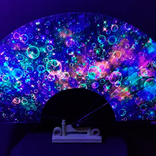 Bubble Trouble Hand Fan / UV Glow Fan / 3D / NEON / Bubbles / - Etsy