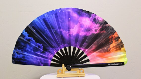 Clouds of the Universe Hand Fan / UV Glow Fan / Rave Accessory | Etsy
