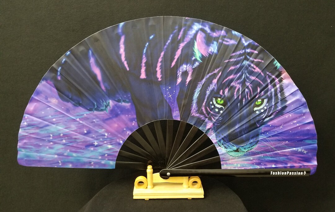 Neon Tiger Hand Fan / UV Glow Fan / Party Fan / Rave Accessory ...