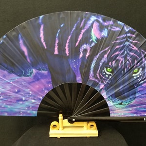 Neon Tiger Hand Fan / UV Glow Fan / Party Fan / Rave Accessory ...