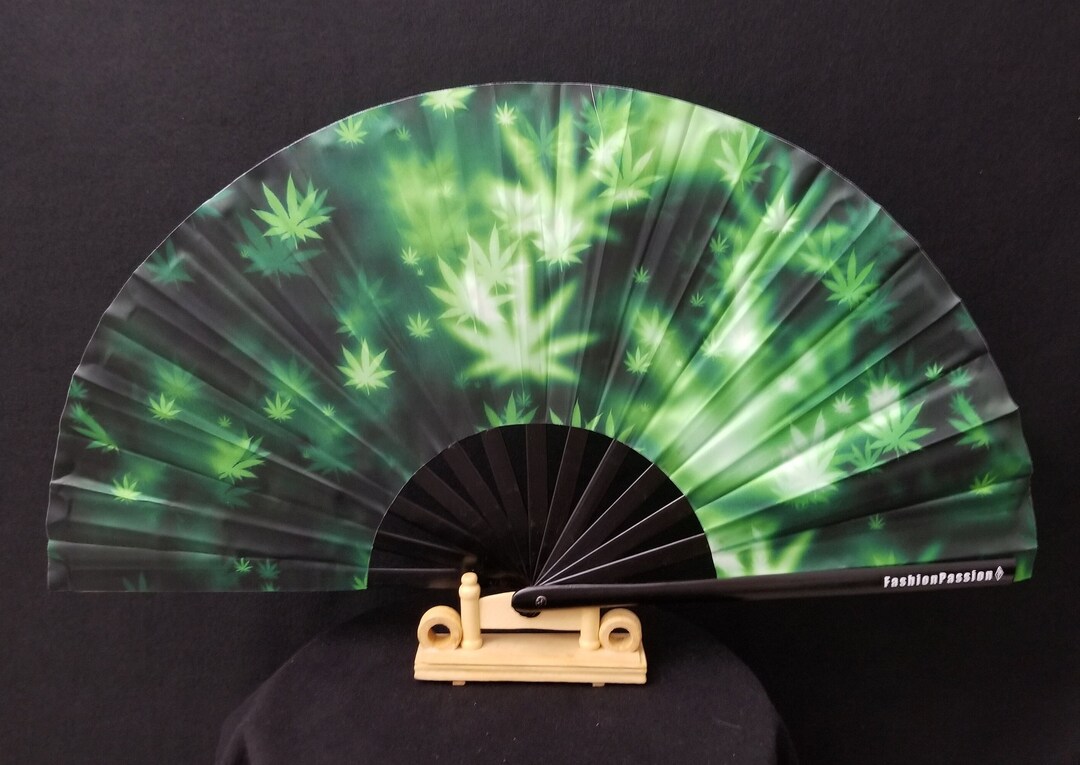 Marijuana Glowflakes Hand Fan / UV Glow Fan / Party Fan / Rave ...