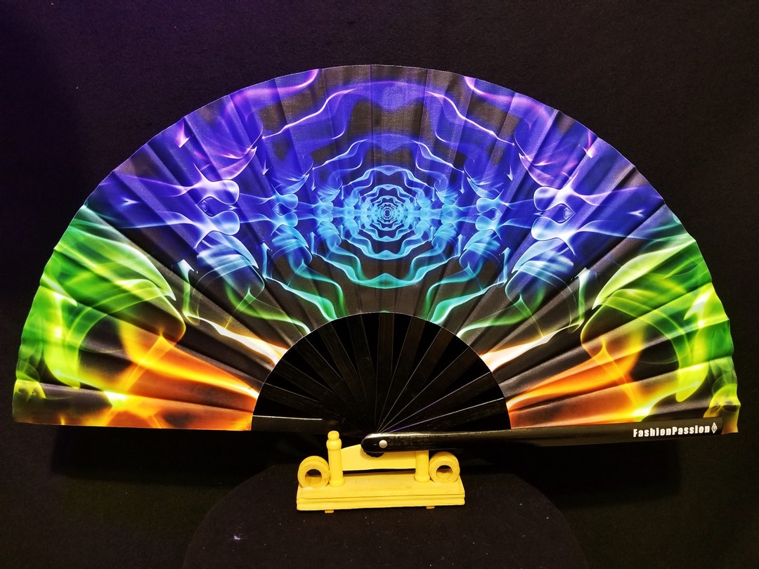 Hypnosis Hand Fan / UV Glow Fan / 3D Glow / NEON / Hypnotic / - Etsy
