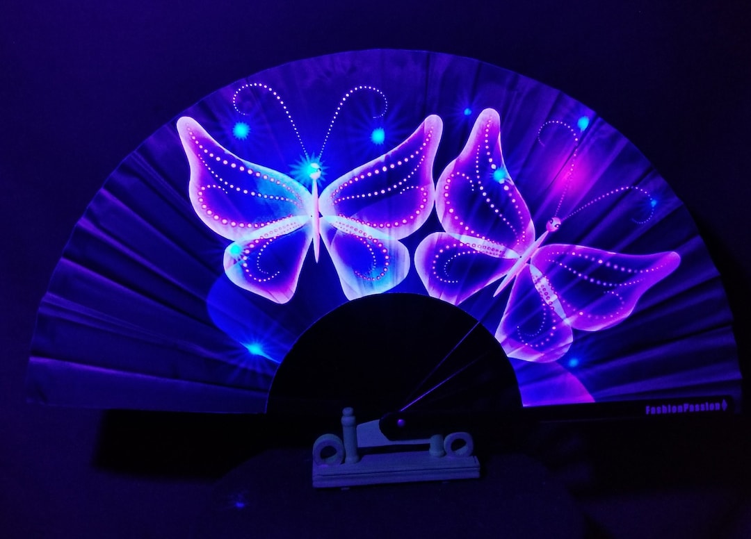 The Butterfly Effect Glow Hand Fan / UV Glow Fan / 3D / NEON / Party ...