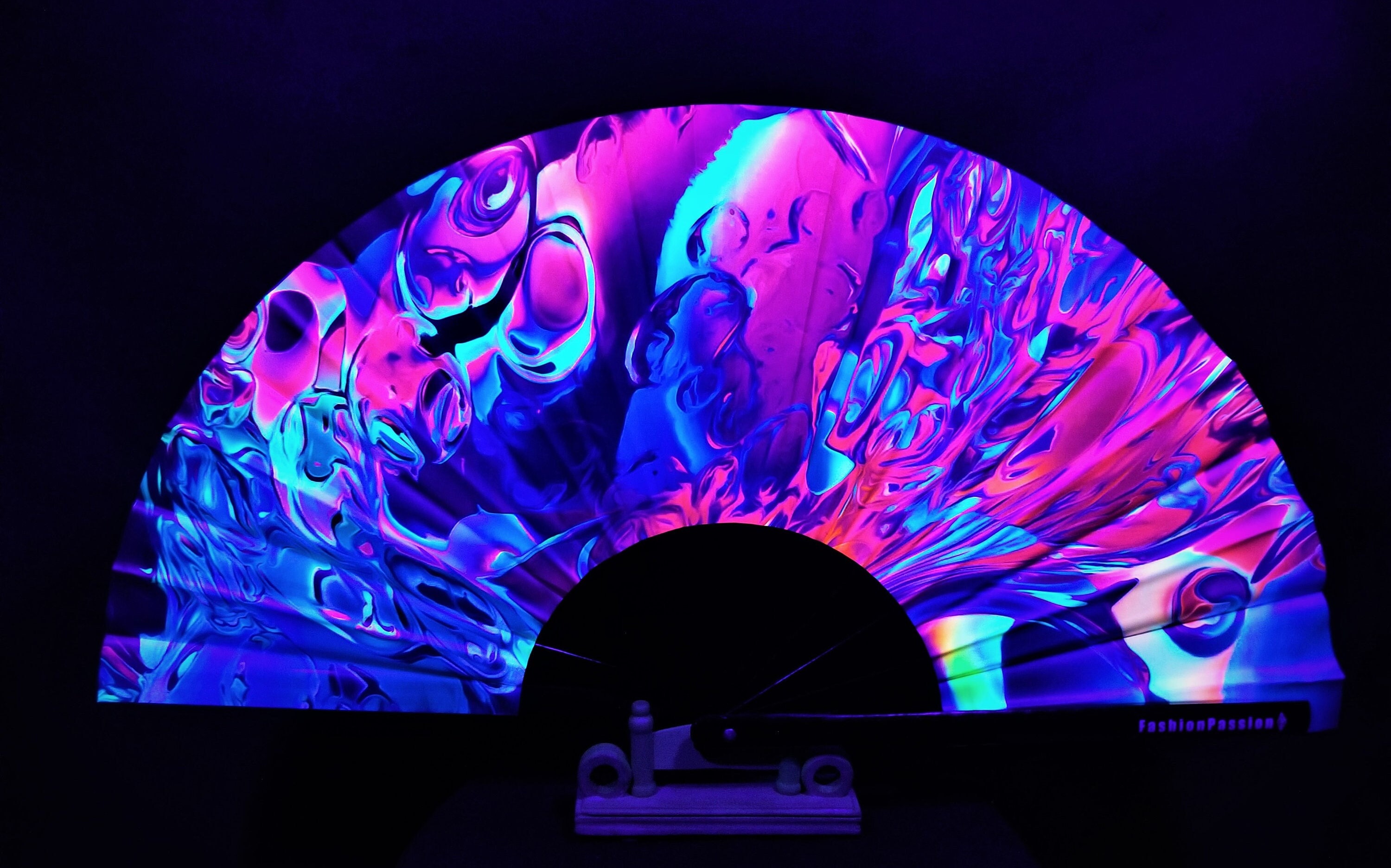 The Liquid Crush V2 Neon Hand Fan / UV Glow / Party Fan / Rave - Etsy