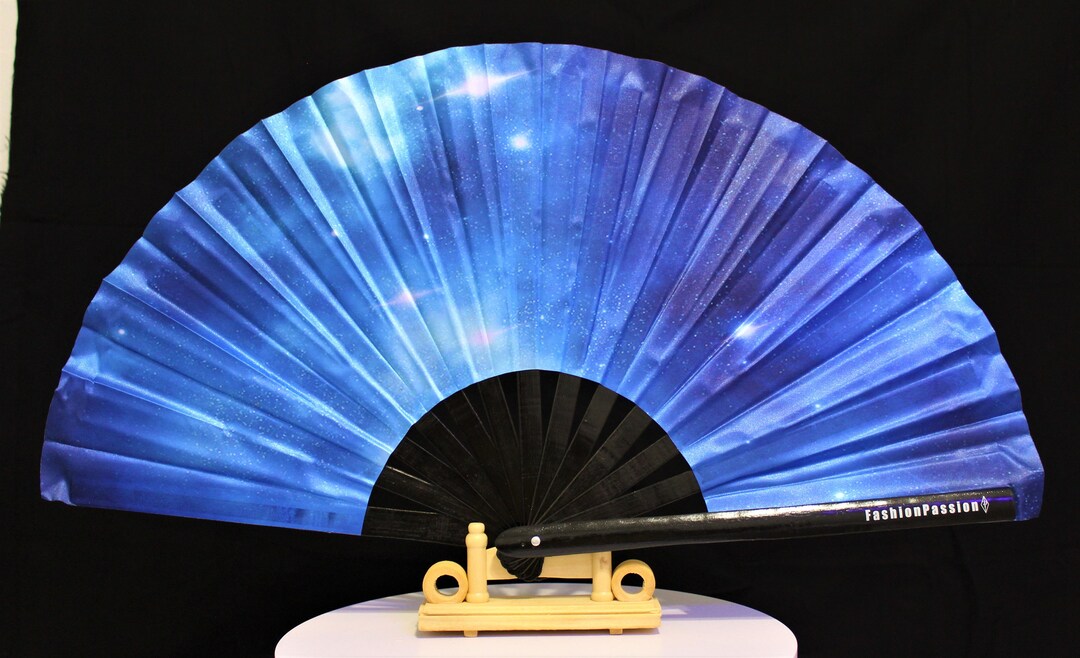 The Blue Night Skies Hand Fan / UV Glow Fan / Rave Accessory / Festival ...