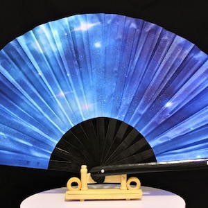 The Blue Night Skies Hand Fan / UV Glow Fan / Rave Accessory / Festival ...