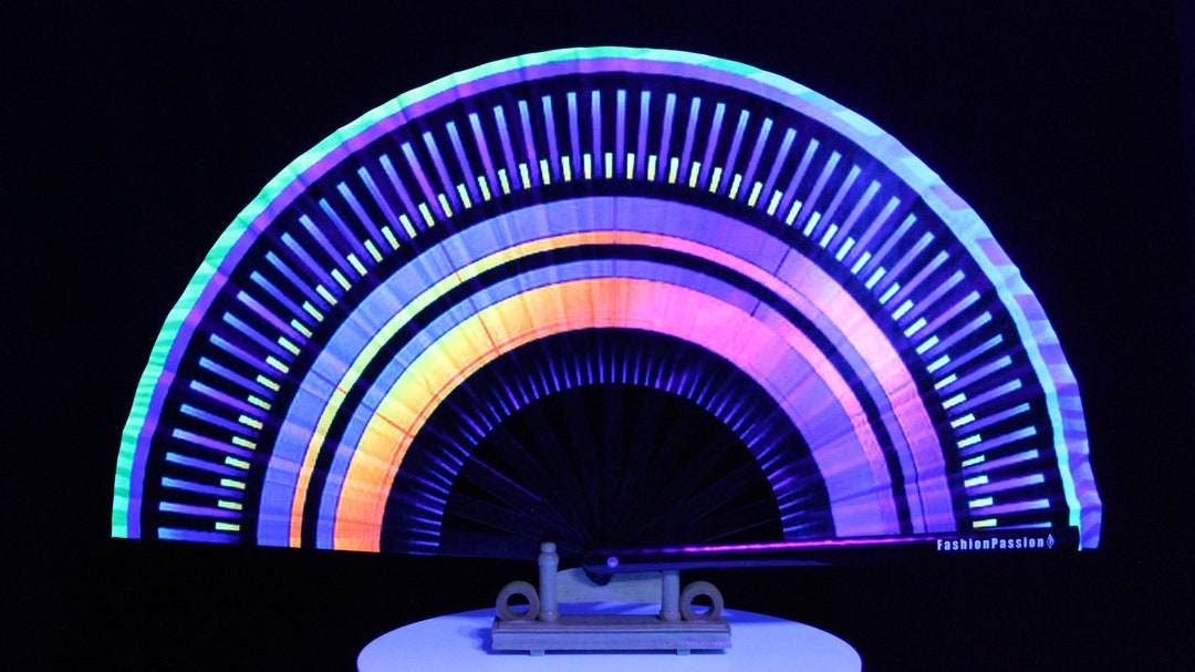 Iris of the Moon Hand Fan / UV Glow Fan / Cyberpunk / Futuristic / Rave ...