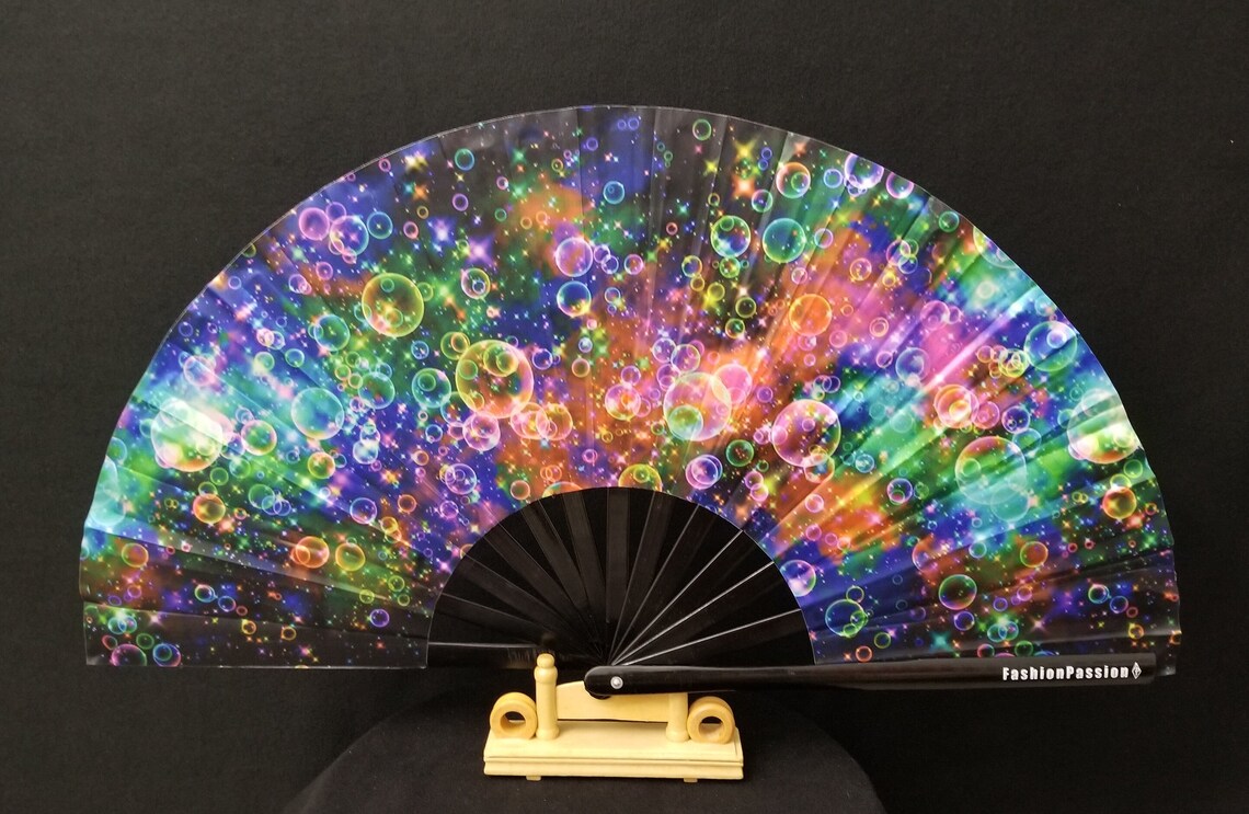 Bubble Trouble Hand Fan / UV Glow Fan / 3D / NEON / Bubbles / Rave ...