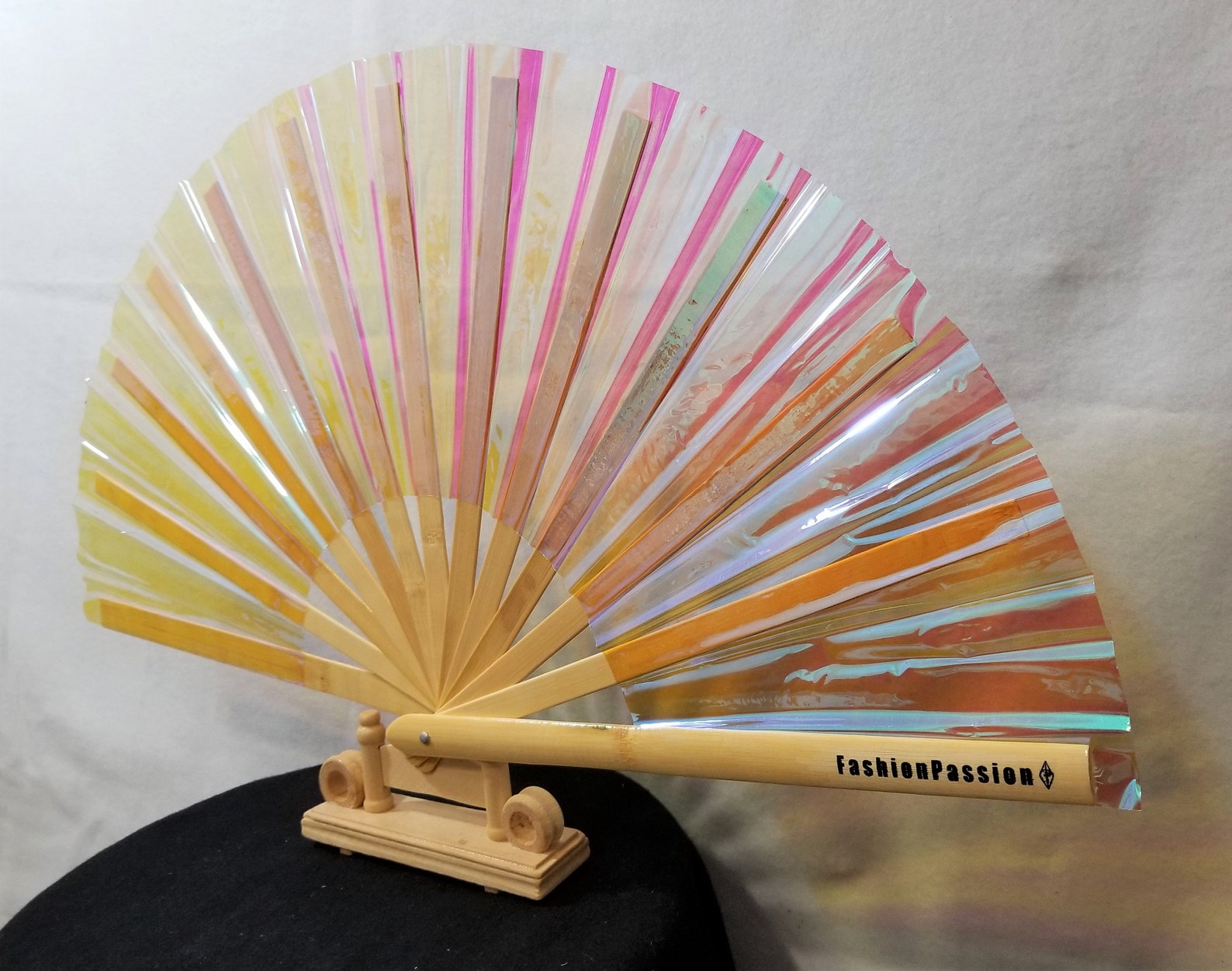 ROSY BLUSH Iridescent Hand Fan / Pink / Rave Accessory / - Etsy