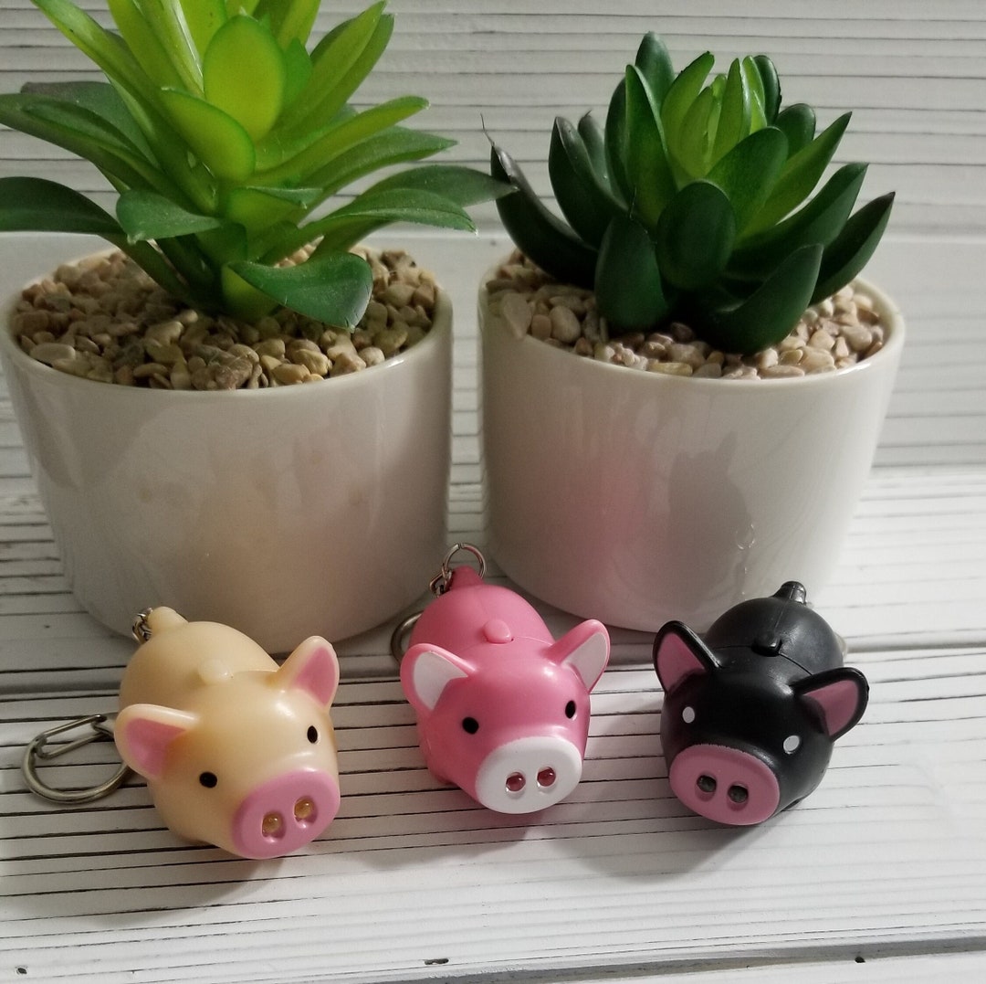 Pink 3D Pig Keychain With LED Nose Light and Sound Piggy Tan Black ...