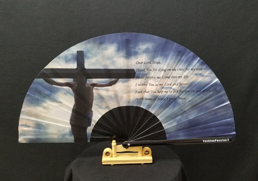 Jesus Our Savior Hand Fan / Carthage / Big Clacking Fan / Christian ...