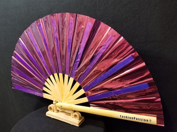 Royal Purple Iridescent Hand Fan / Pearl / Rave Accessory / | Etsy
