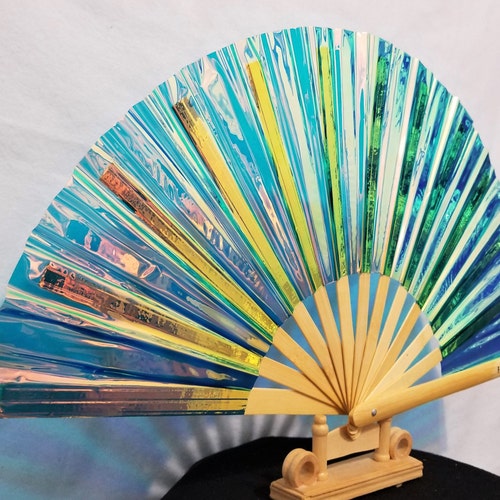 Mermaid Pearl Iridescent Hand Fan / Rave Accessory / Festival - Etsy