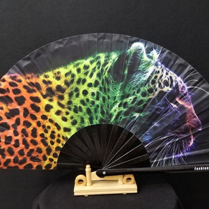 Neon Cheetah Hand Fan / UV Glow Fan / Party Fan / Rave Accessory ...