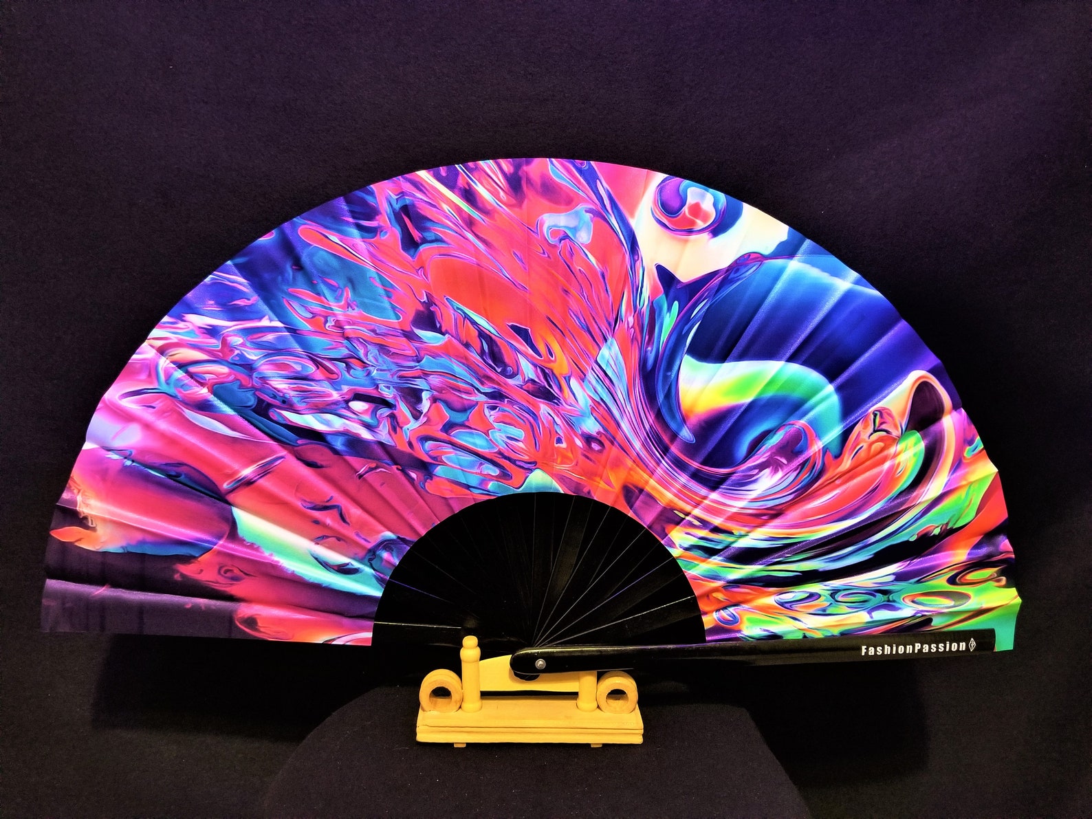 The Liquid Crush NEON Hand Fan / UV Glow / Party Fan / Rave Accessory ...