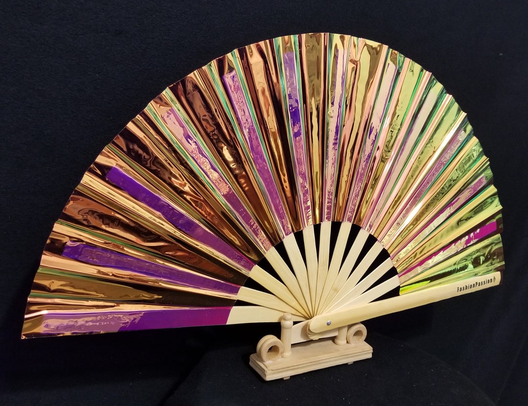 Purple Luxe Iridescent Hand Fan / Pearl / Rave Accessory / Festival ...